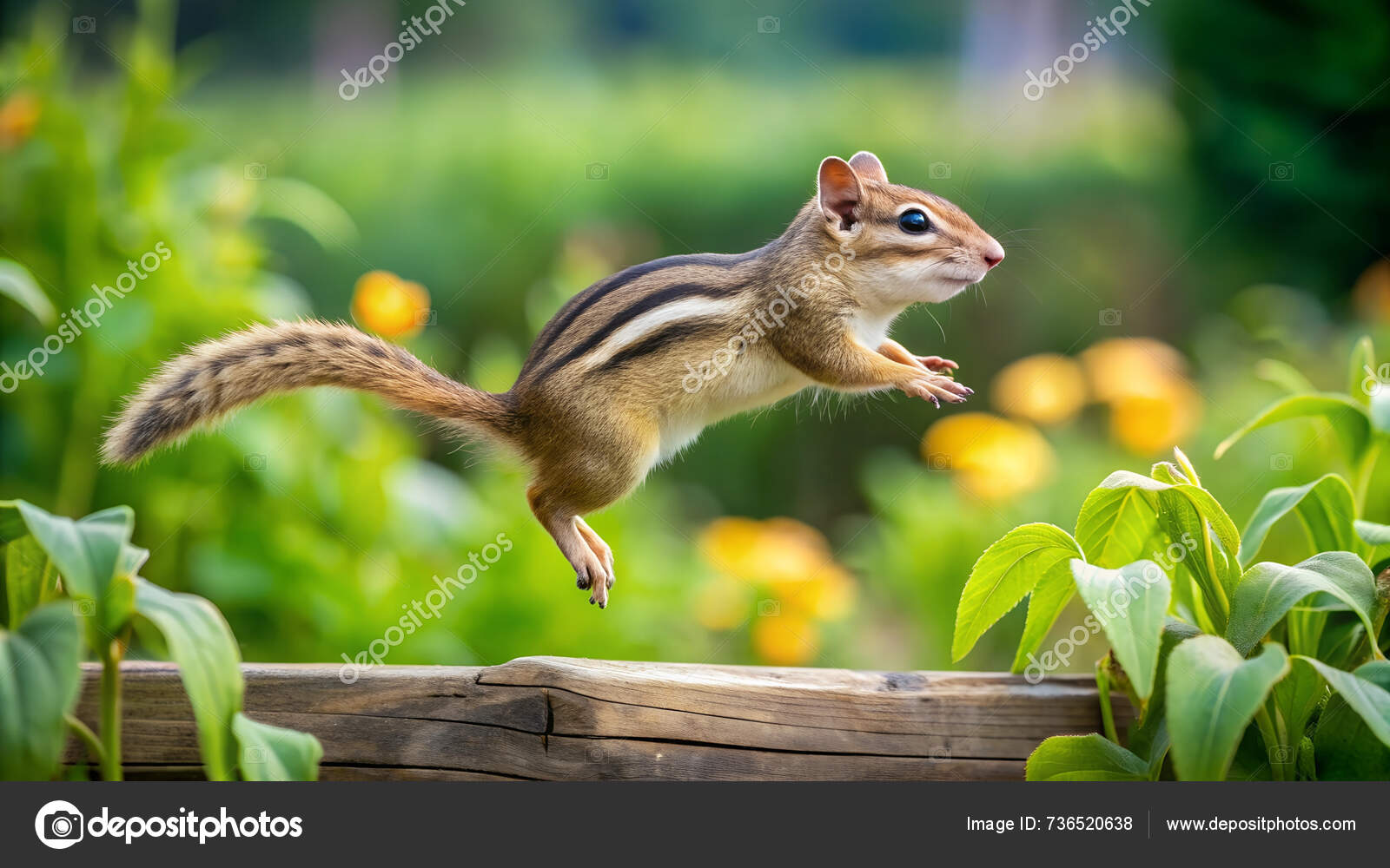 Chipmunk Rodent Jumps Farm Generated Photo Portrait Front View Image ...