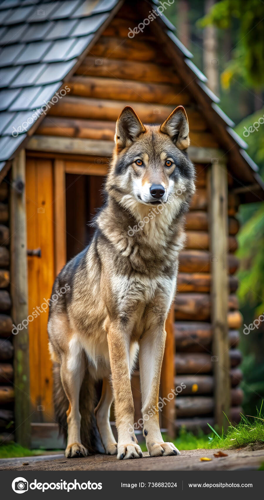 Eastern Wolf Looks House Generated Photo Portrait Front View Image ...