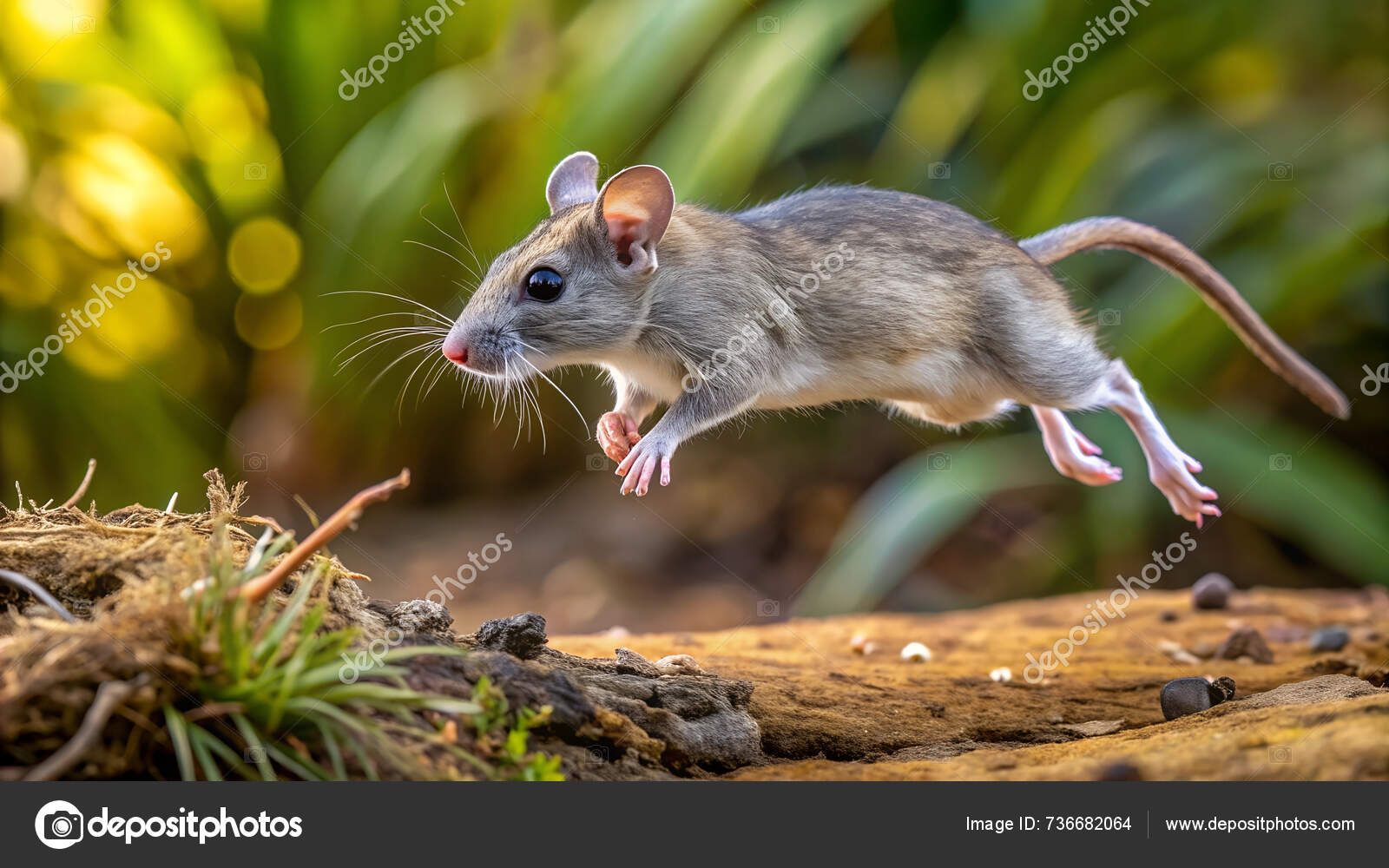 Eastern Woodrat Mouse Jumps Bank Generated Photo Portrait Front View ...