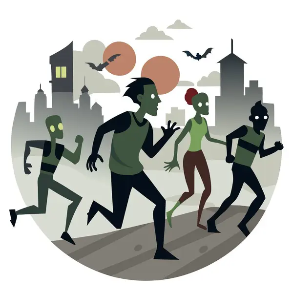 Zombies running Vector Images | Depositphotos
