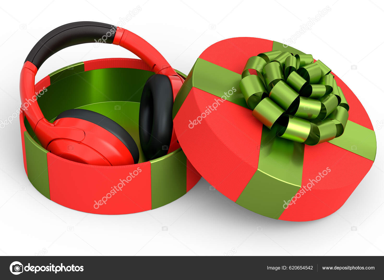 Gift Boxes Headphones Ribbon Bow Isolated White Background Render ...