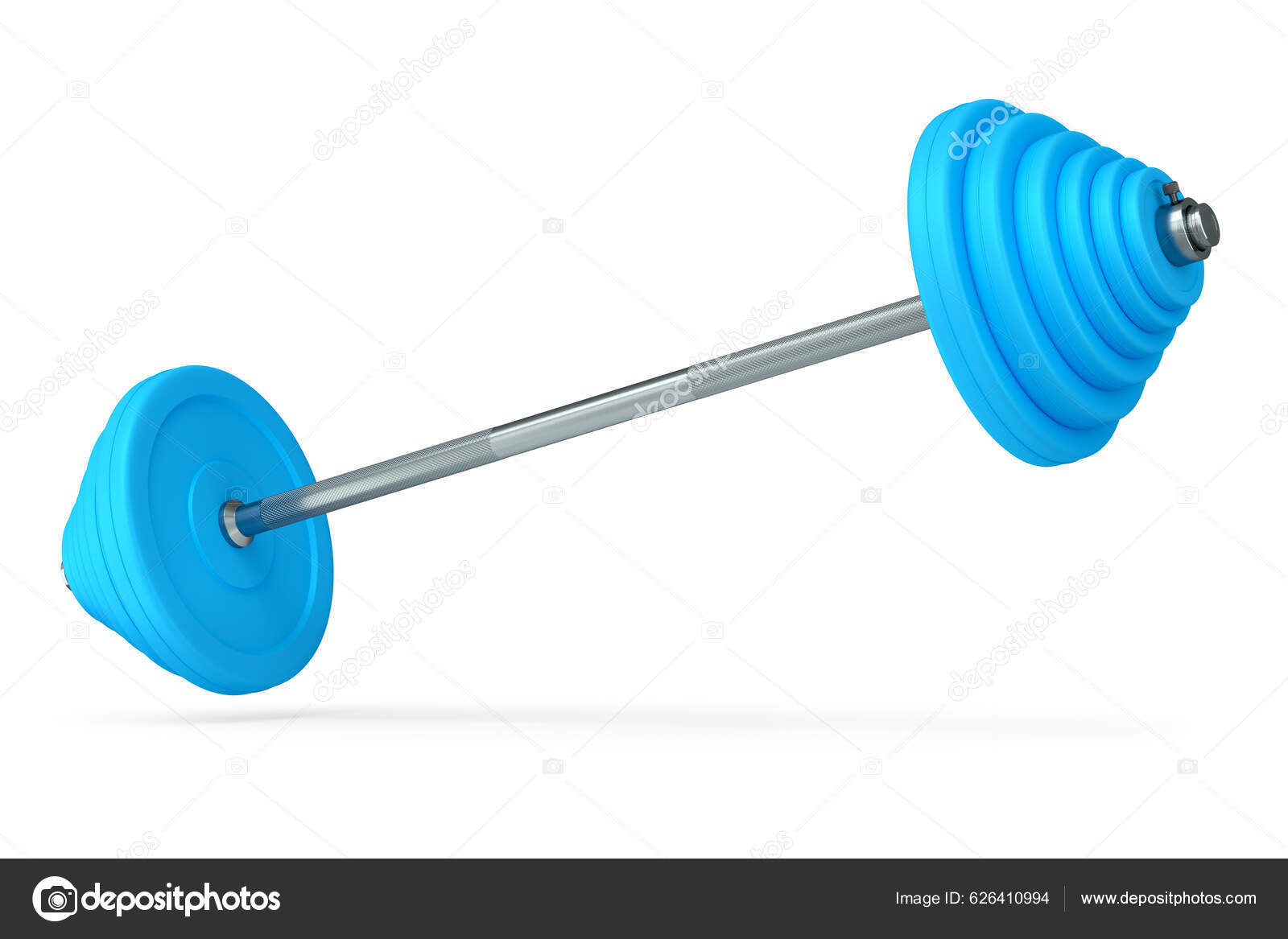 Abstract Metal Barbell Blue Disks Isolated White Background Rendering ...