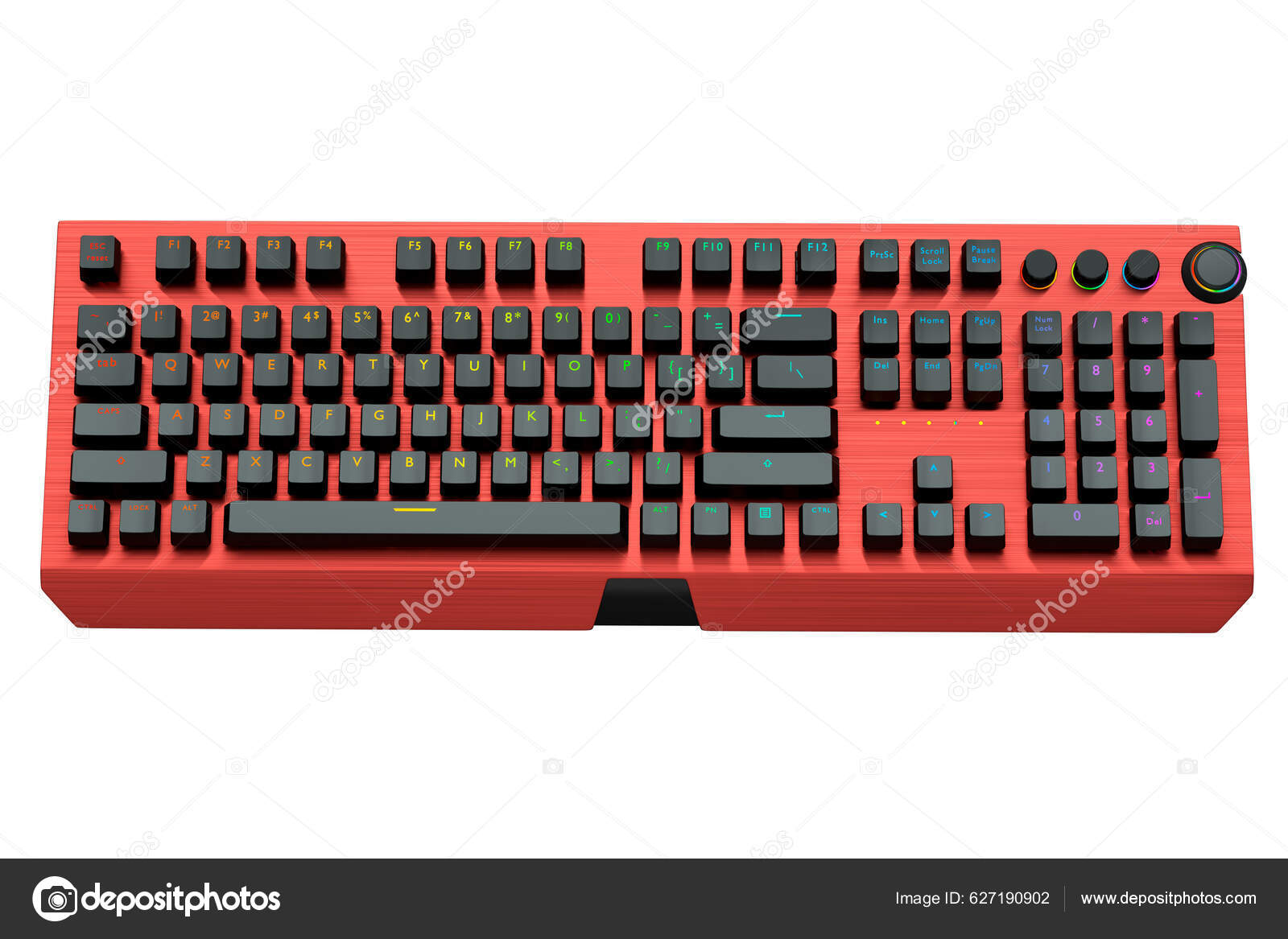 Red Computer Keyboard Rgb Colors Isolated White Background Rendering Streaming Stock Photo by ...