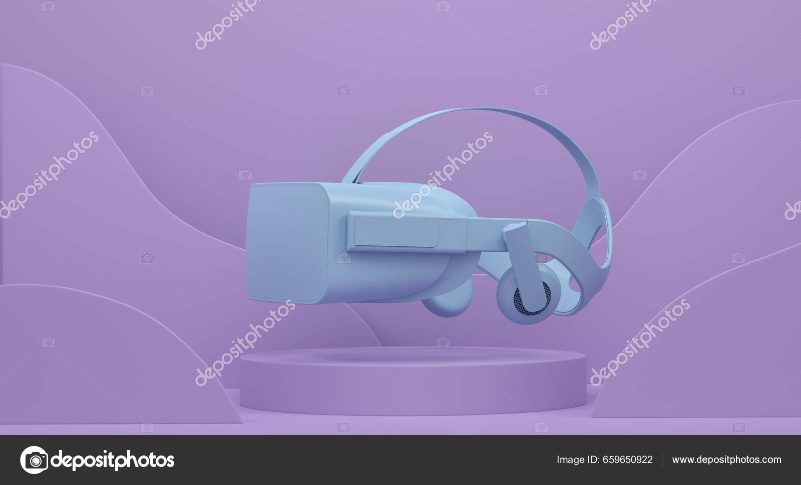 Virtual Reality Glasses Cylinder Podium Steps Monochrome Background ...