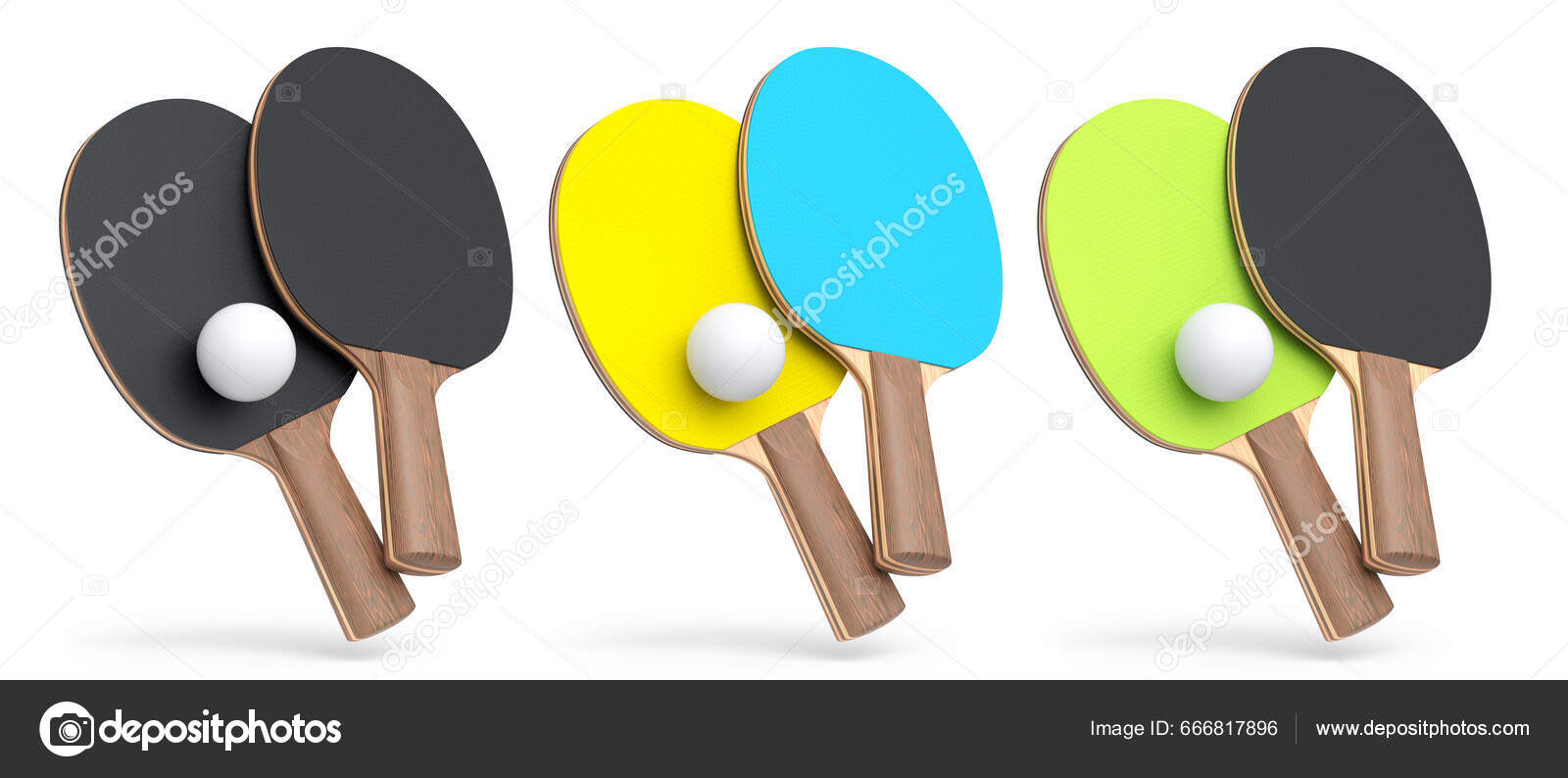 Pair Ping Pong Rackets Table Tennis Ball Isolated White Background ...