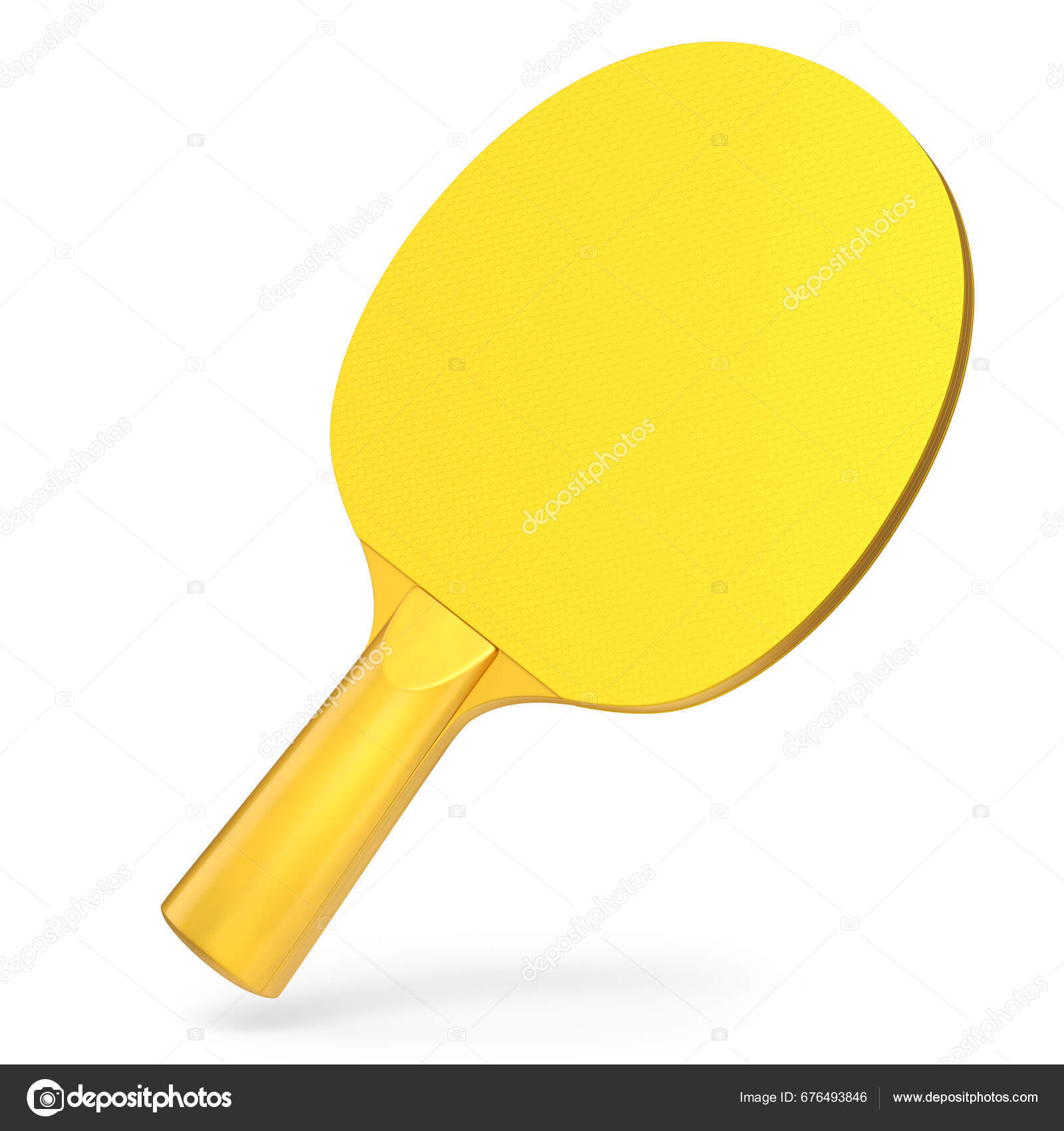 Yellow Ping Pong Racket Table Tennis Isolated White Background Render ...