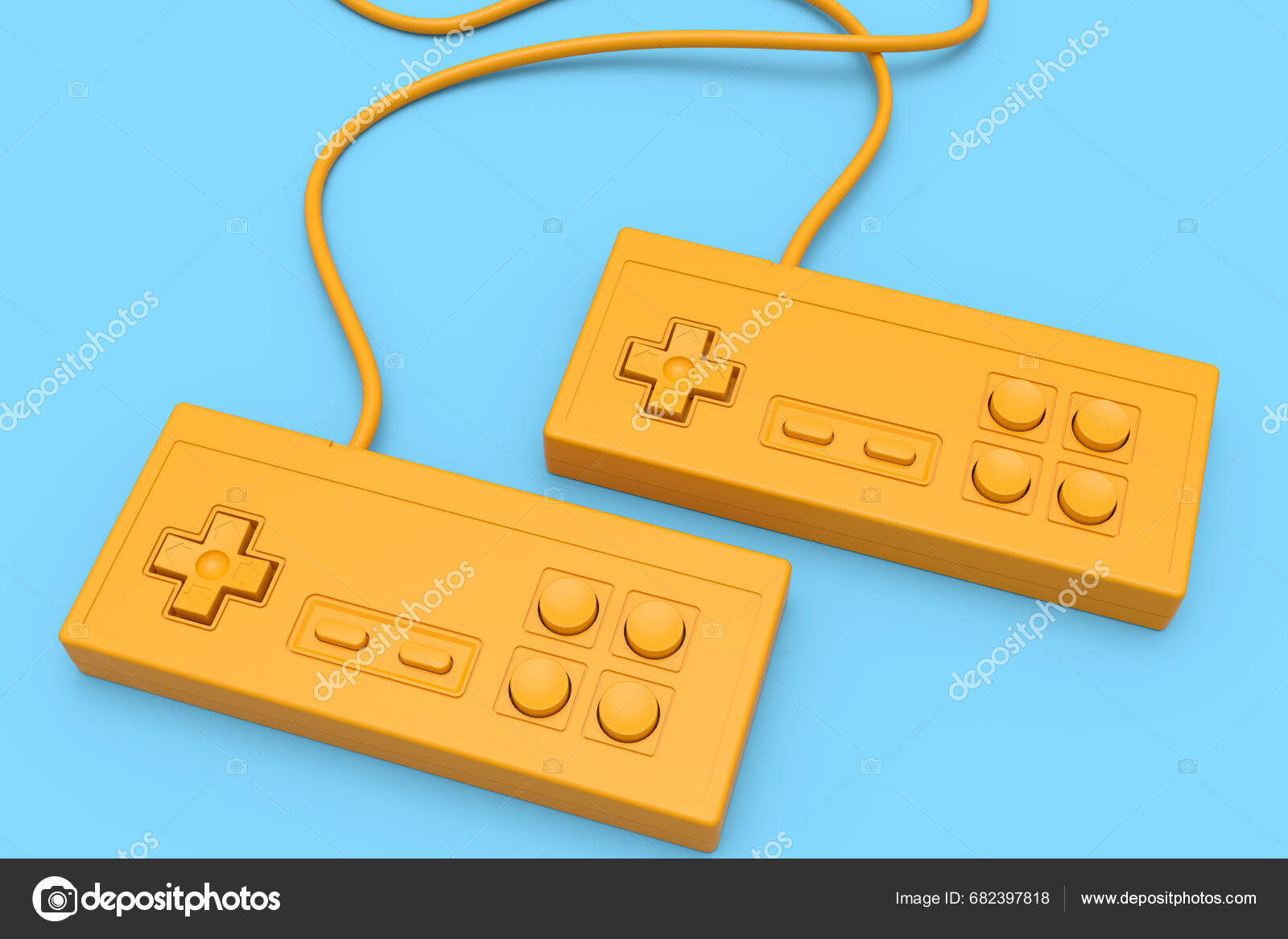 Retro Computer Gaming Controller Joystick Monochrome Blue Background ...