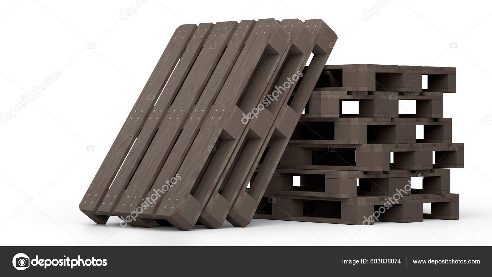 Set Wooden Pallet Warehouse Cargo Storage Isolated White Background ...