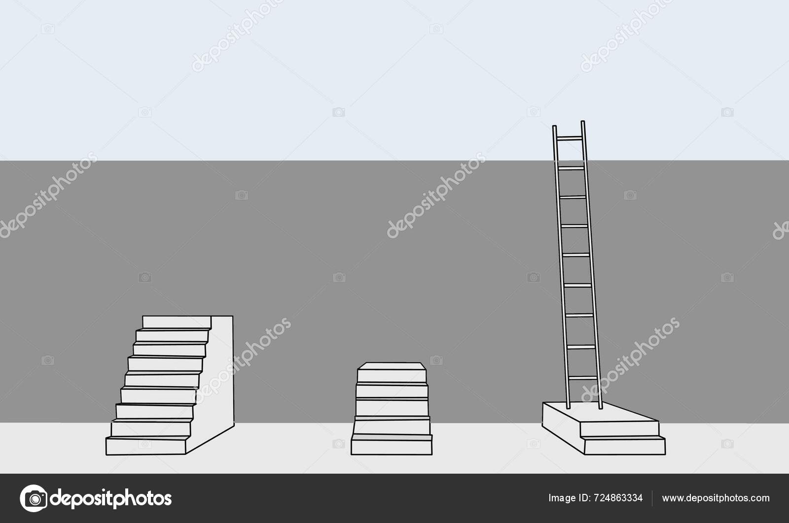 Line Art Illustration Stairs Objects Different Backgrounds — Stock ...