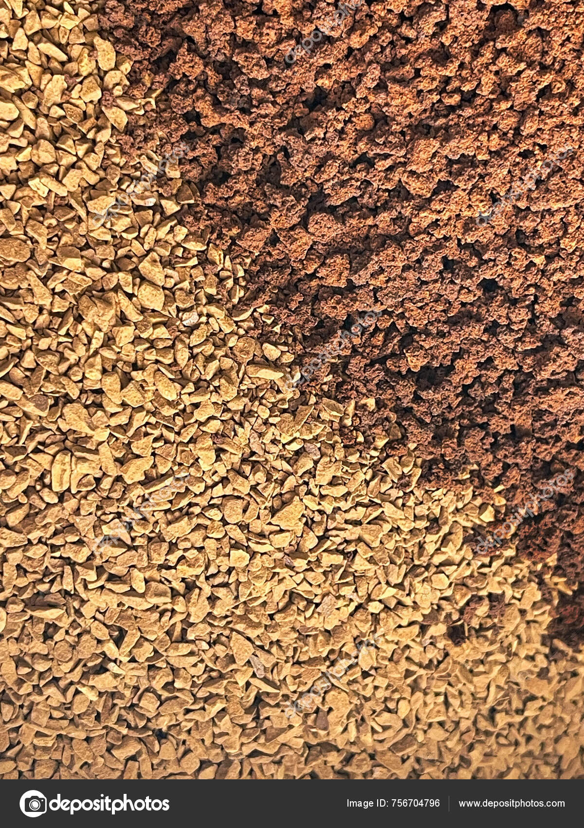 Detailed Macro Image Showing Two Types Instant Coffee Granules Side ...