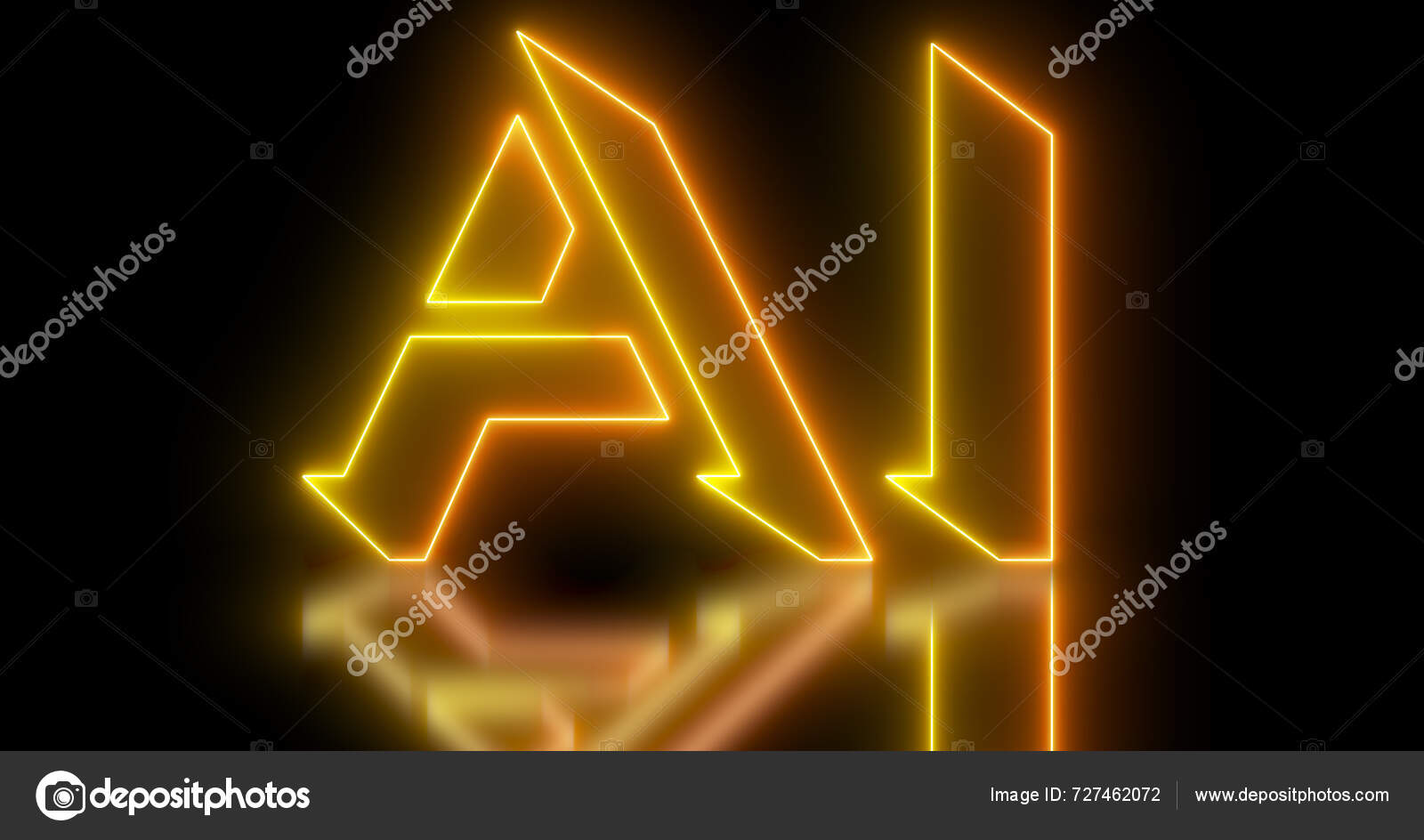 Neon Colored Artificial Intelligence Word Text Illustration Glowing ...