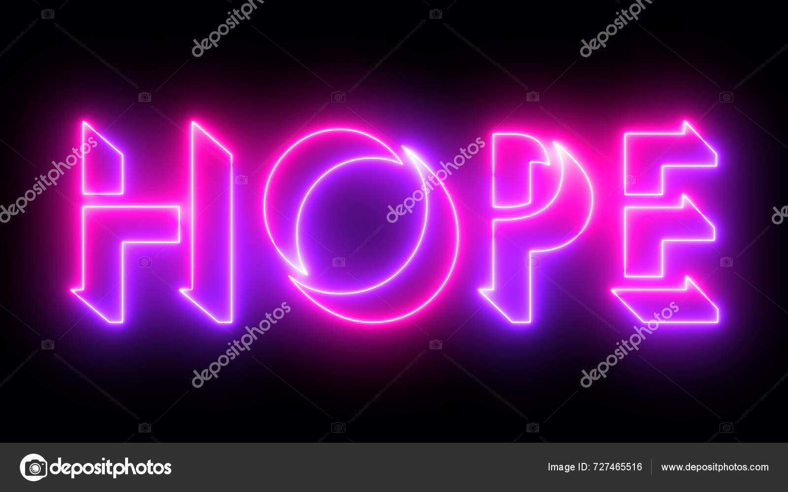 Hope Neon Glowing Text Illustration Neon Colored Hope Text Glowing ...