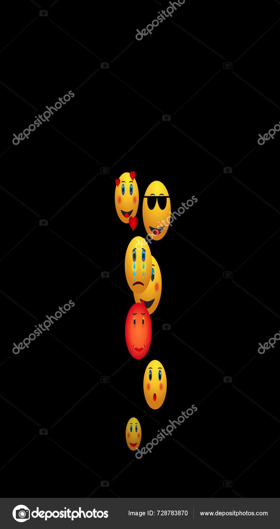 Vertical Illustration Live Reactions Emoji Icons Alpha Channel Social ...