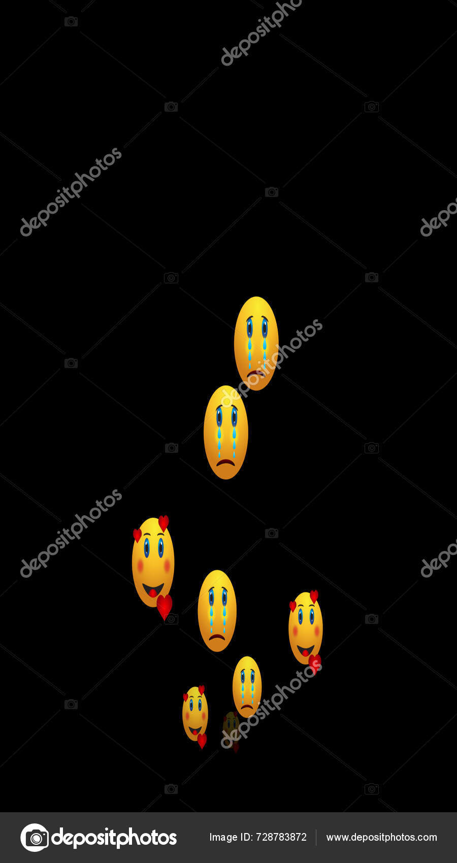 Vertical Illustration Live Reactions Happy Emoji Icons Alpha Channel ...