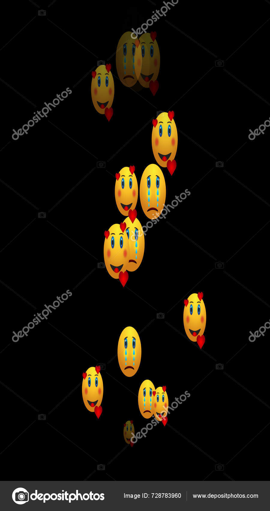 Vertical Illustration Live Reactions Emoji Icons Alpha Channel Social ...