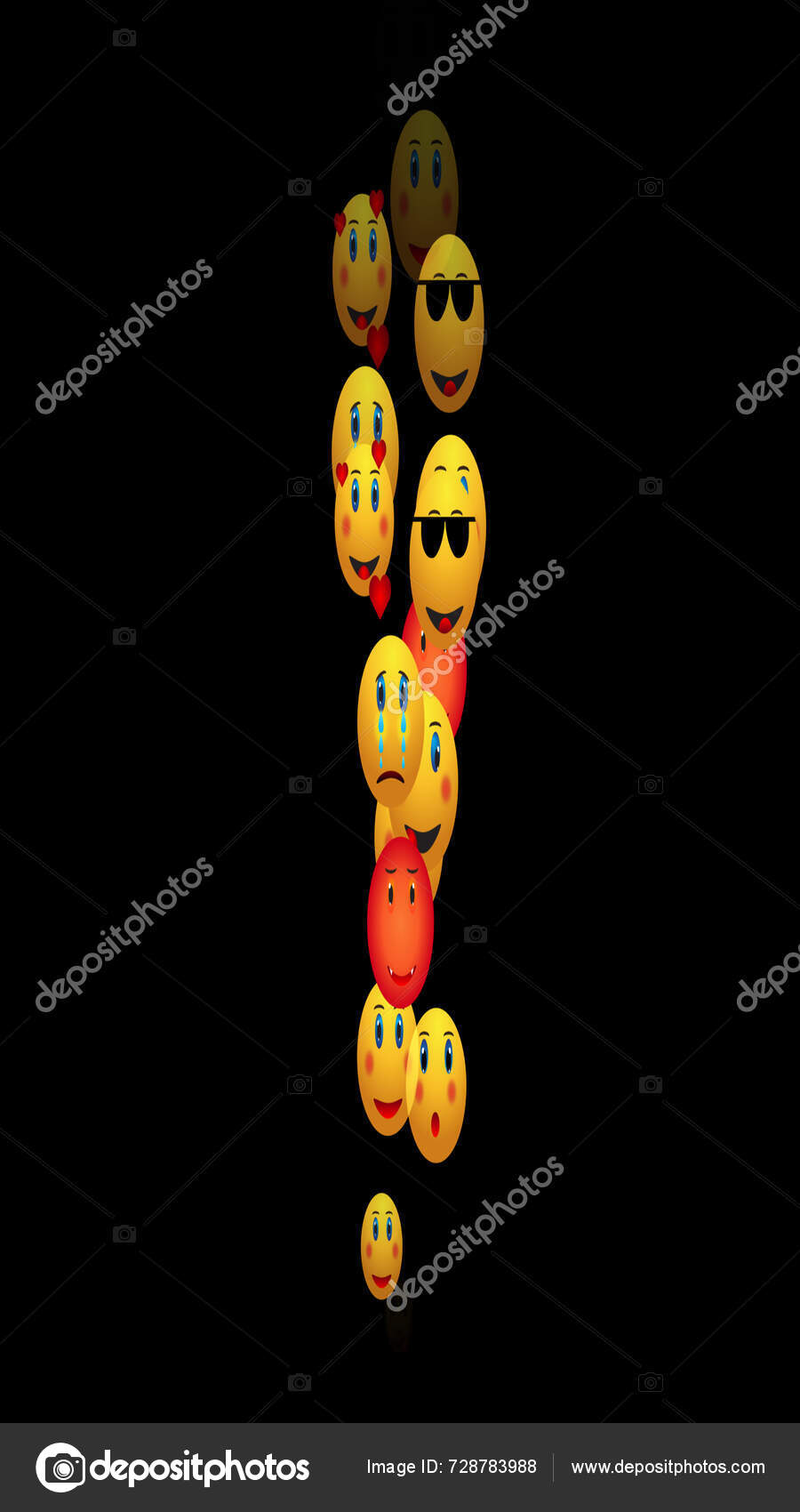 Vertical Illustration Live Reactions Emoji Icons Alpha Channel Social ...