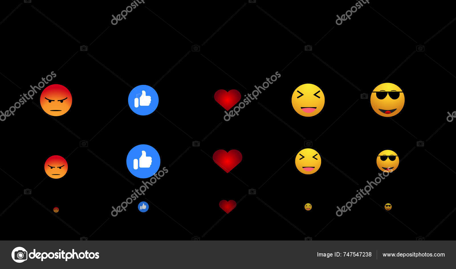 Illustration Live Reactions Icons Emojis Social Media Live Reactions ...