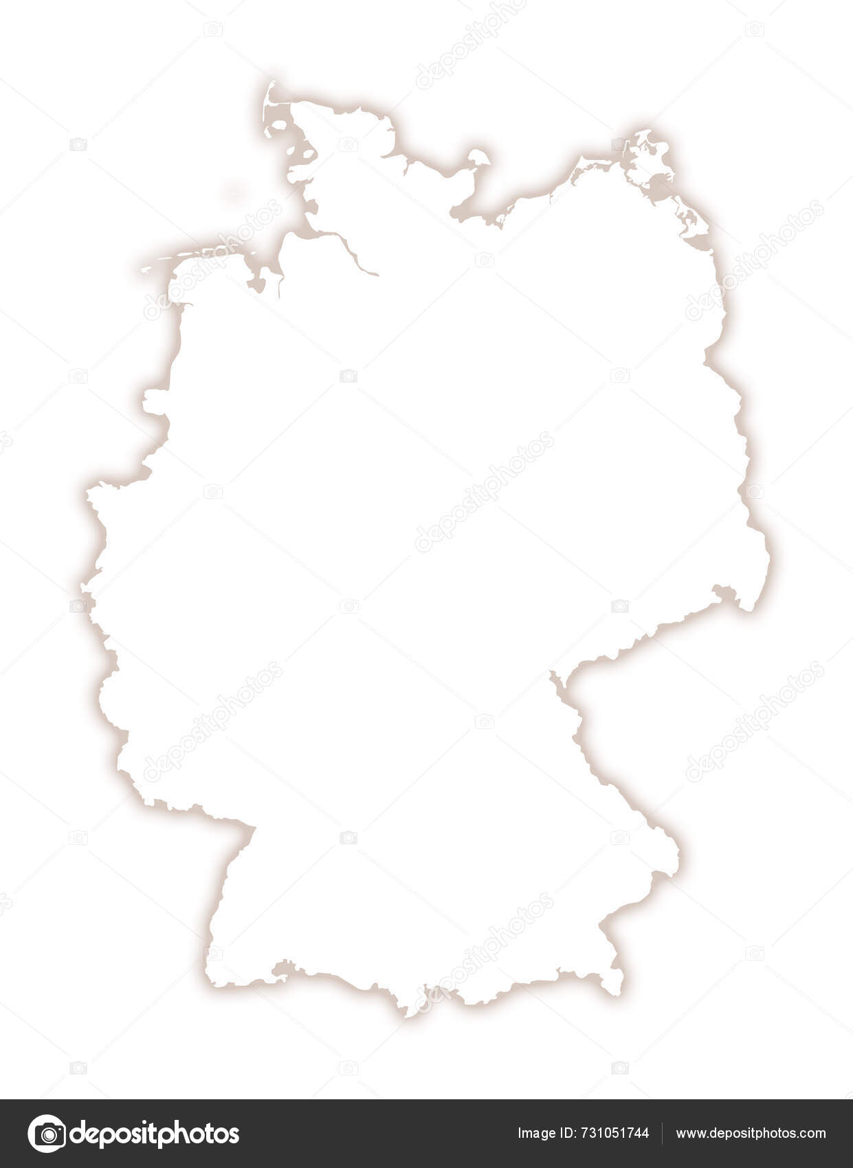 Abstract Map Germany Showing Outline Country Outer Shadow — Stock Photo ...