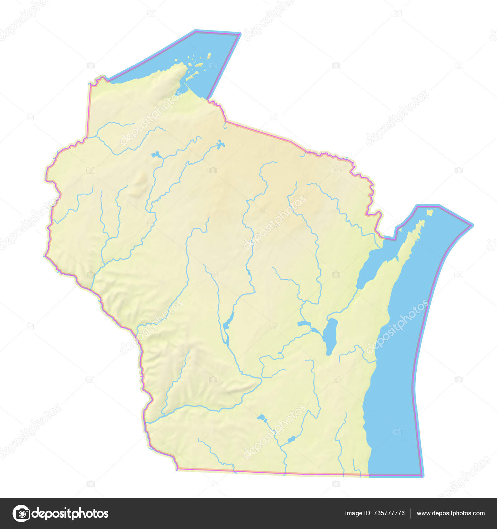 Map State Wisconsin United States America Showing Isolated Territory ...