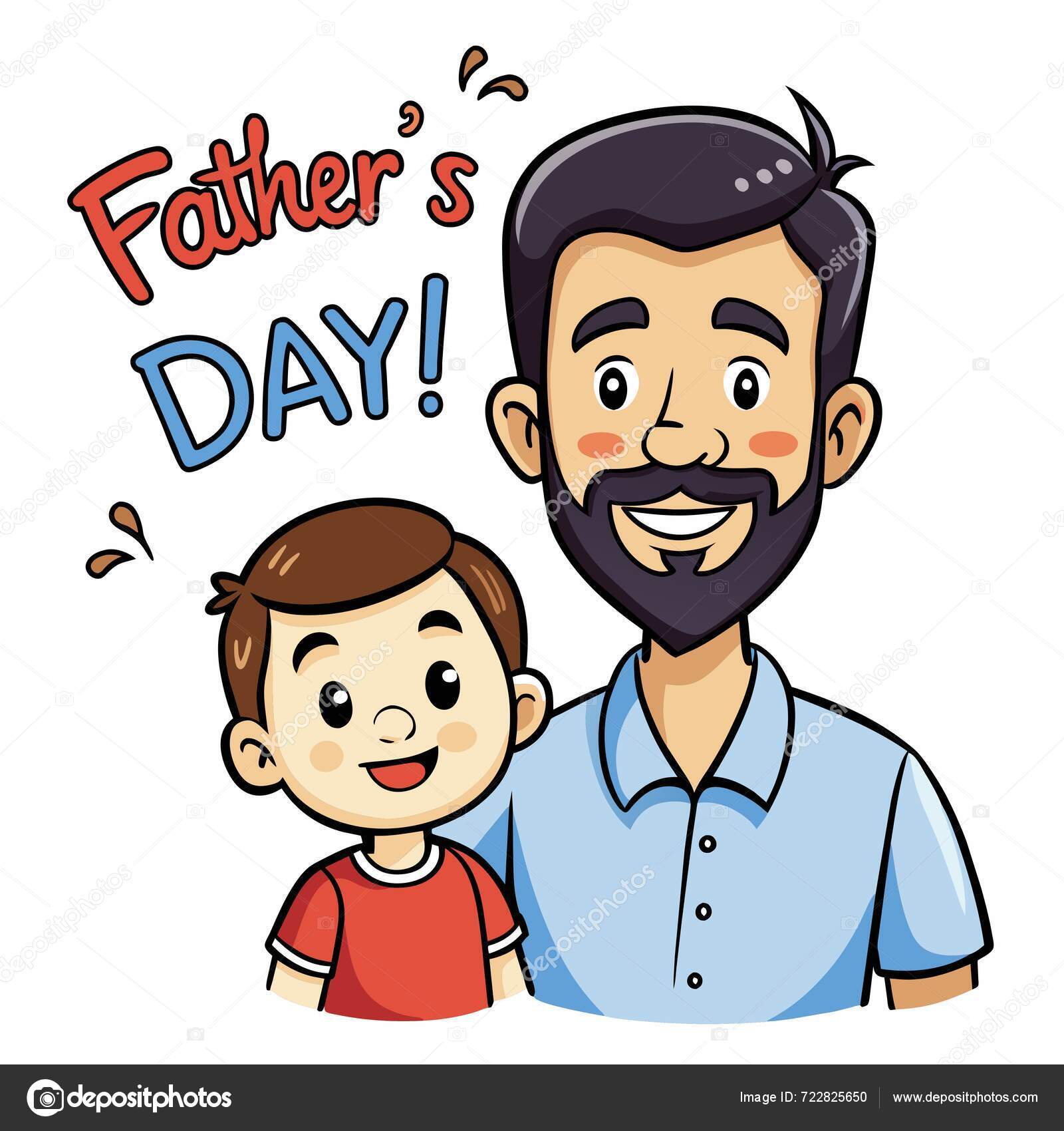 Image vectorielle Père Fils Avec Des Dessins Animés Jour Des Pères ...