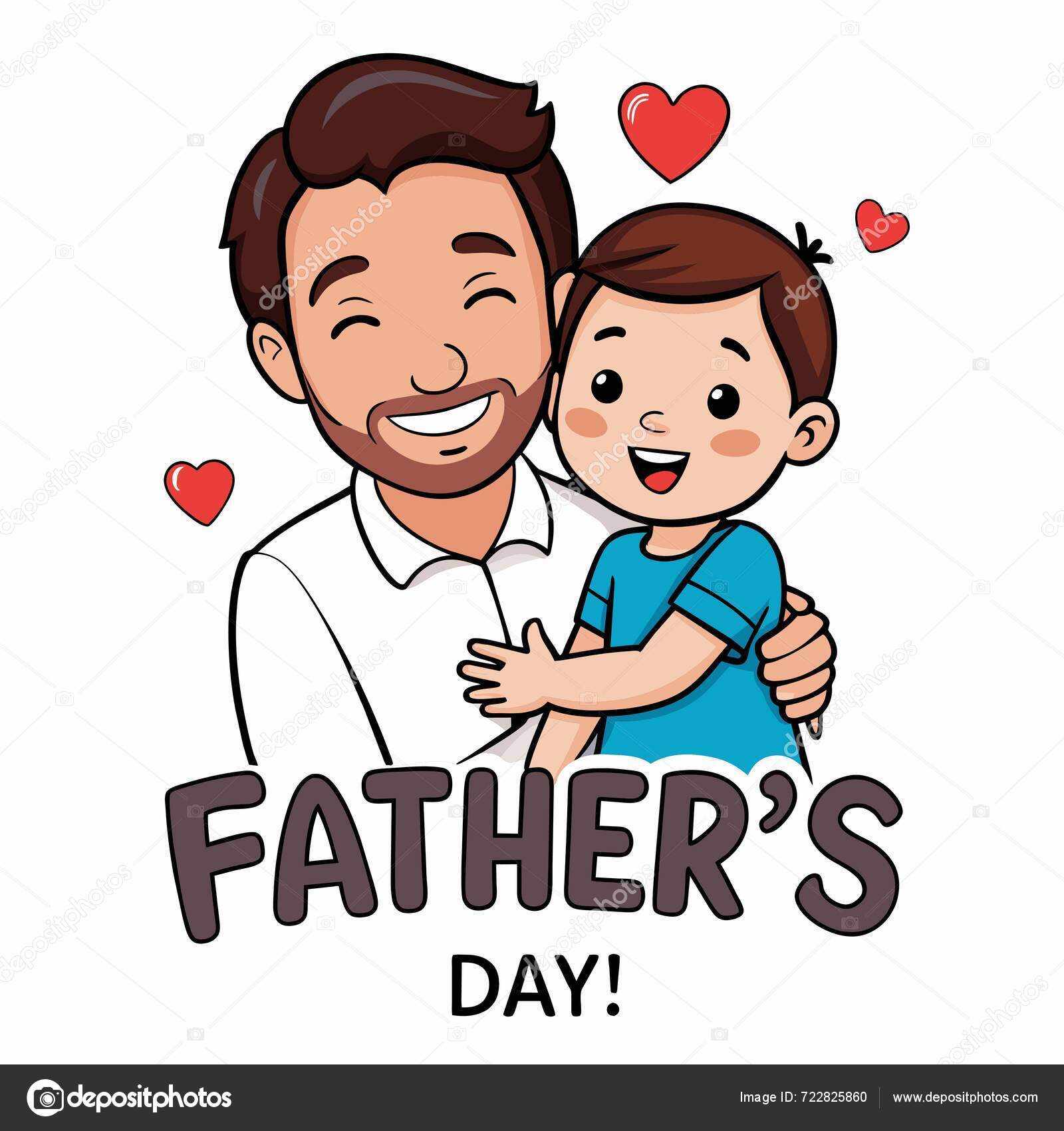 Image vectorielle Père Fils Avec Des Dessins Animés Jour Des Pères ...