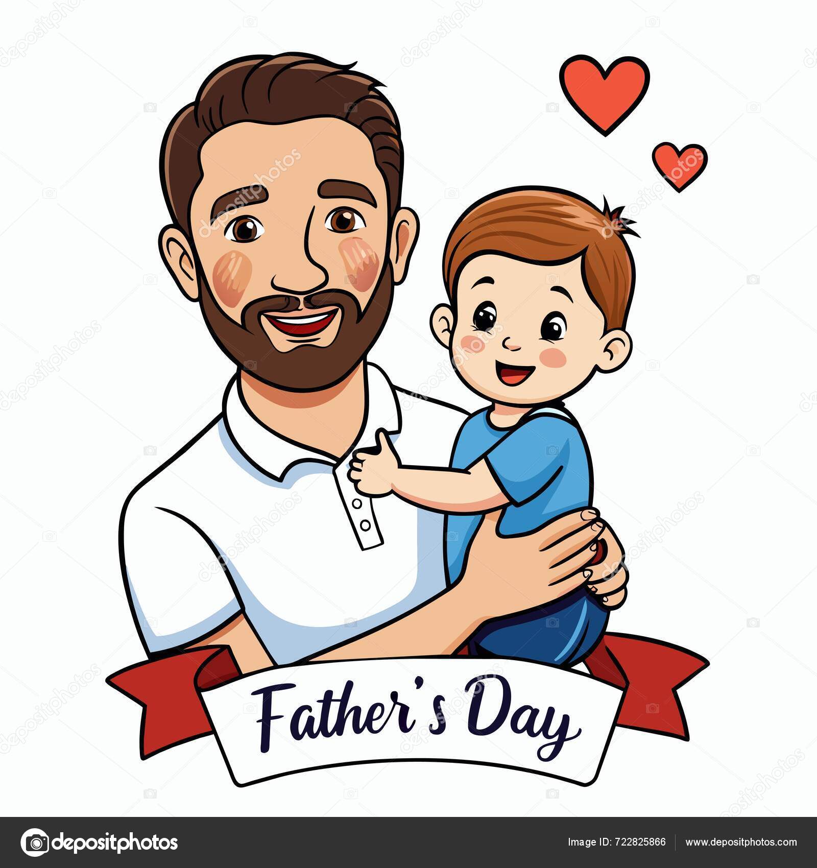 Image vectorielle Père Fils Avec Des Dessins Animés Jour Des Pères ...