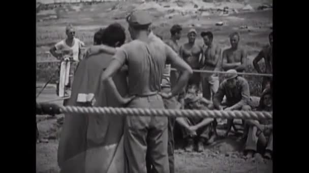 Marine Knocked Winner Congratulated Boxing Match Okinawa World War ...