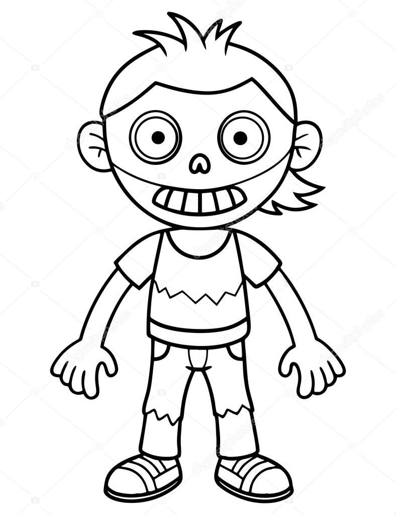 Printable Zombie Apocalypse Coloring Page for Kids premium vector 2024