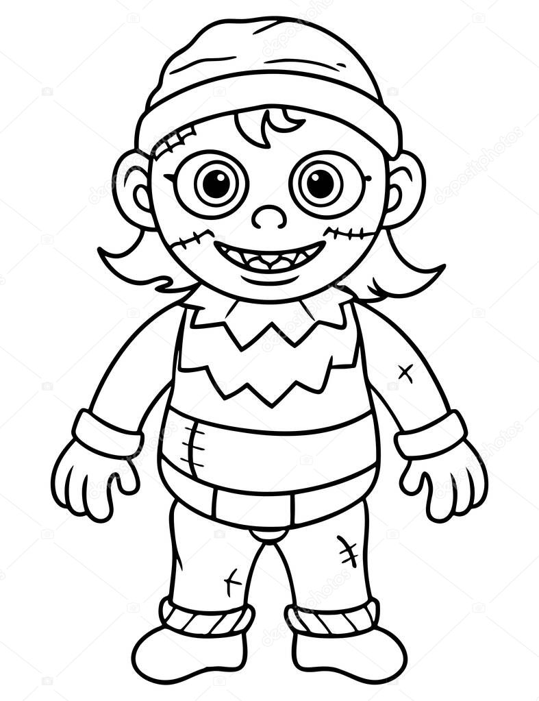 Printable Zombie Apocalypse Coloring Page for Kids premium vector 2024