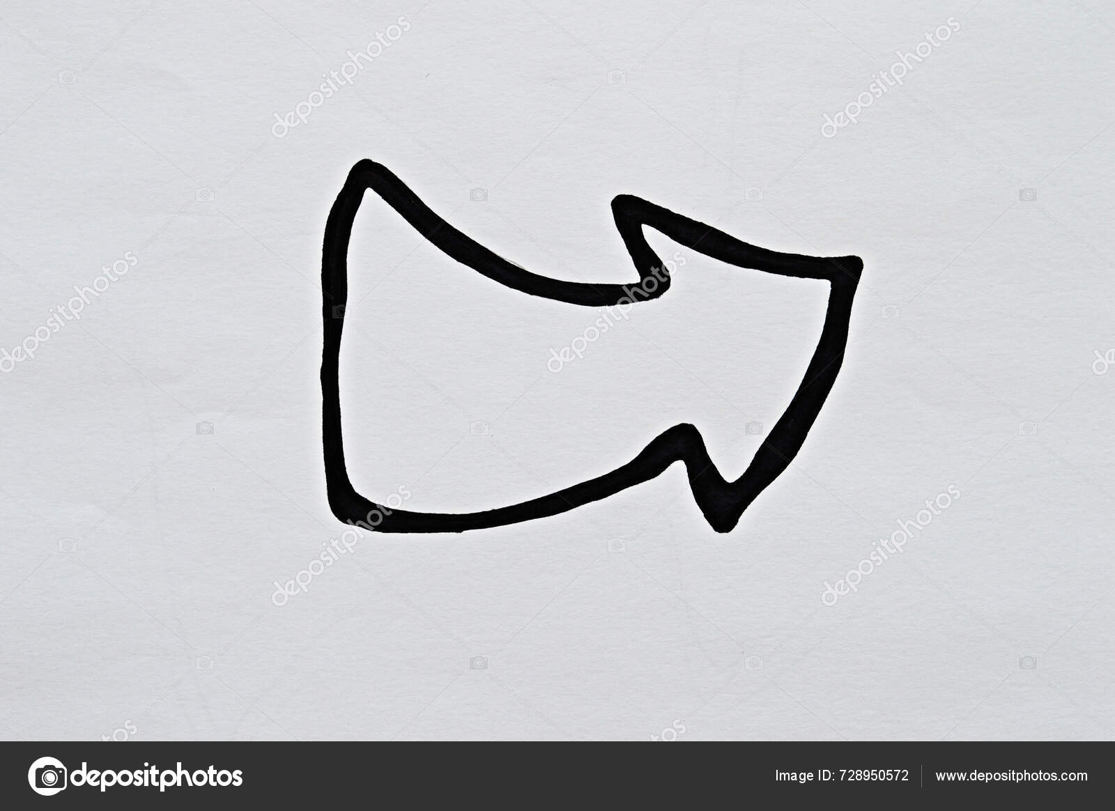Marked Arrow Isolated Background Arrow Drawn Black Marker White ...
