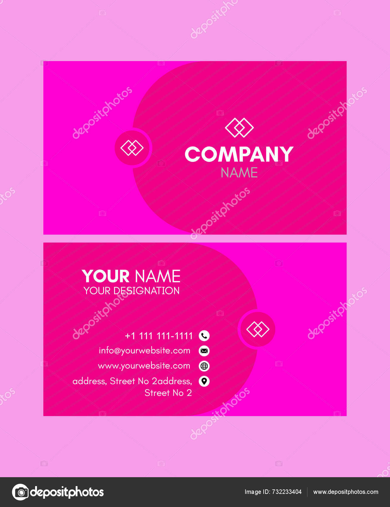 Elegant Business Card Design Pink Color — Stock Photo ...