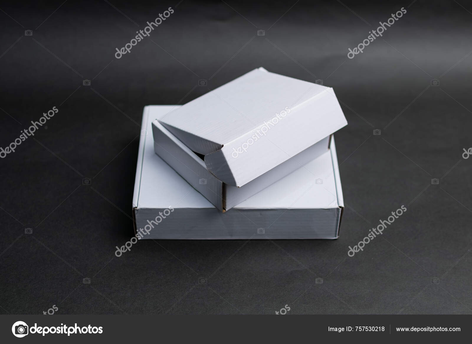 Two Boxes Stacked Top Each Other Top Box Slightly Open — Stock Photo ...