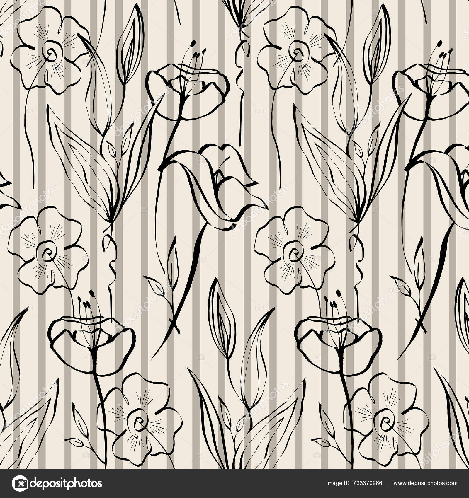 Original Hand Drawn Floral Patterns Multi Purpose Use — Stock Photo ...