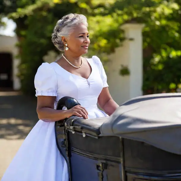 Senior Black Victorian Woman Emerging from a Carriage Long Shot (LS ...