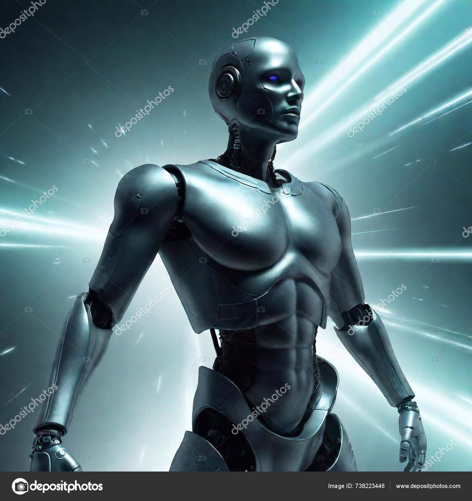 Digital Robot White Background — Stock Photo © Depositphotos AI #738223446