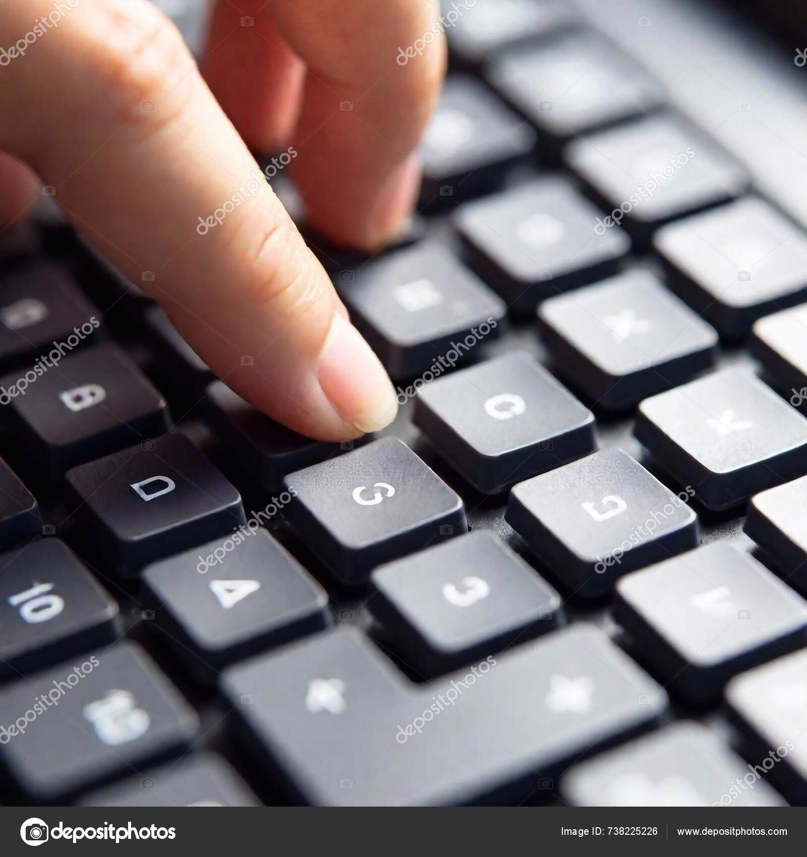 Extreme Macro Shot Fingers Typing Keyboard Captured Soft Focus Aerial ...
