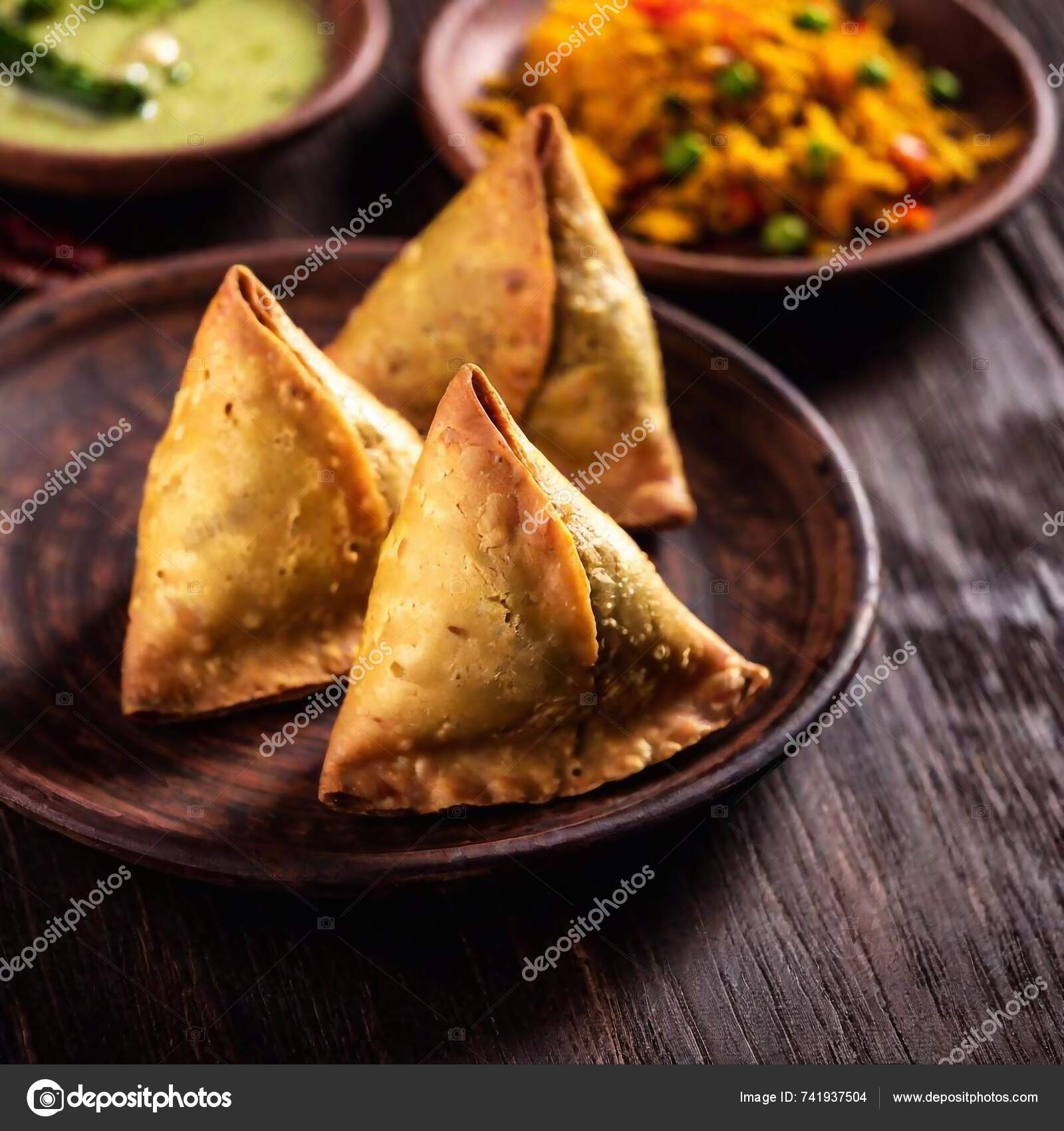 Samosa Crispy Spicy Samosa Single Diya Placed Decorative Surface ...