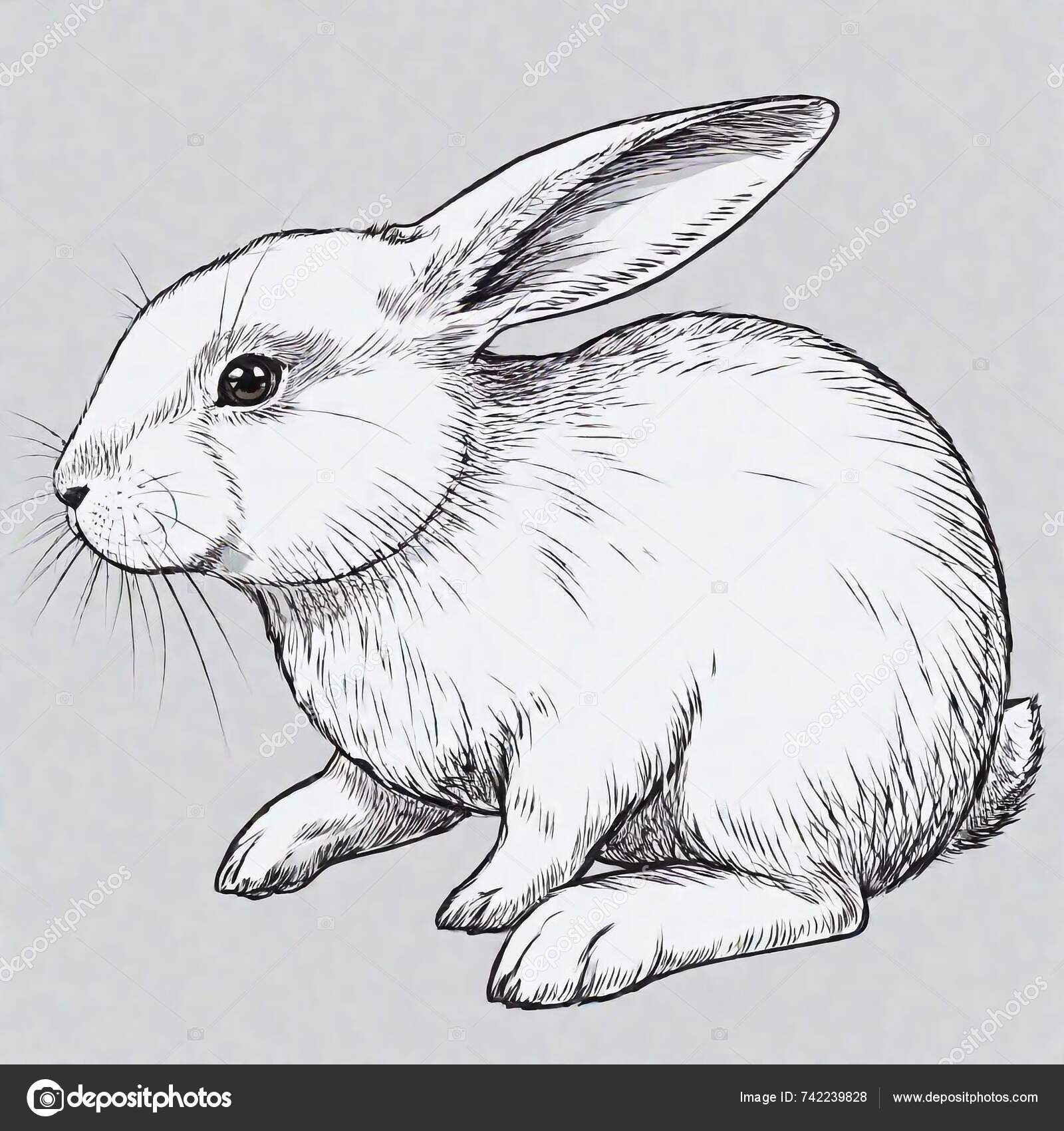 Dibujar Conejo Decorativo Realista Que Duerme — Foto de stock ...