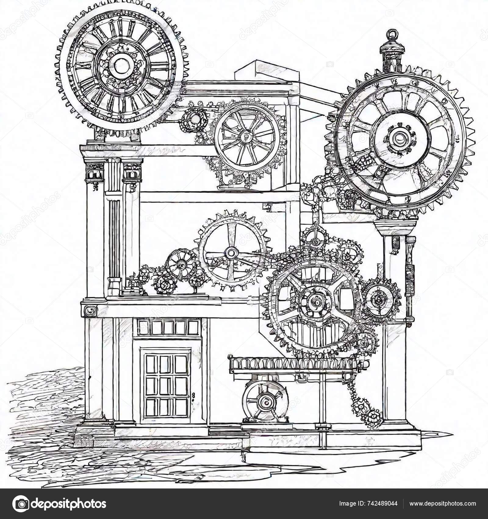 Vintage Engraving Drawing Old Clock — Stock Photo © Depositphotos AI ...