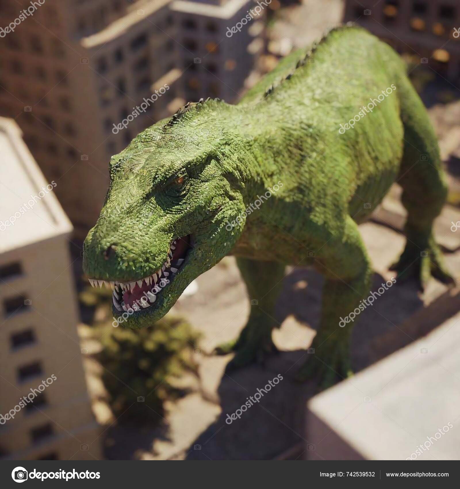 Rex Exploring City Very Detailed Full Wide Focus — Stock Photo ...