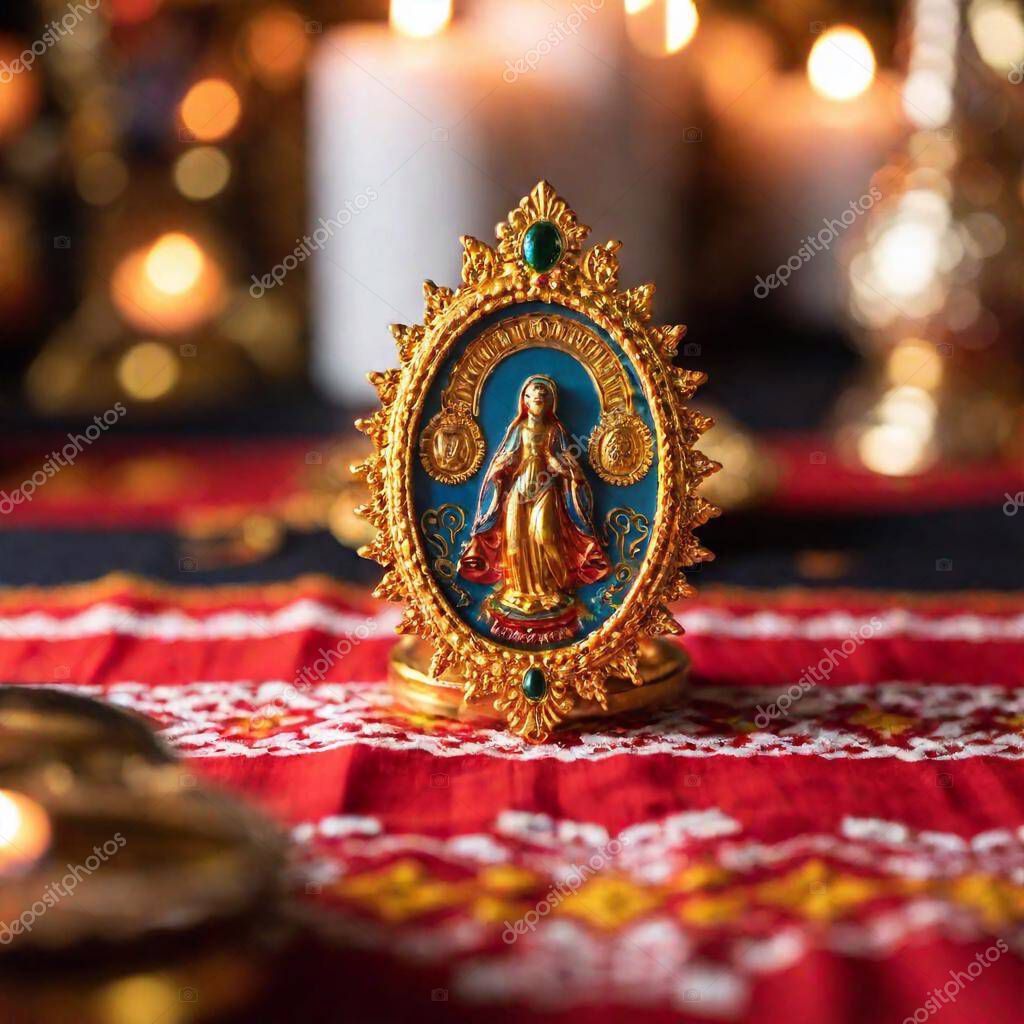 Generar una macro toma de un altar para la Virgen de Guadalupe, tomada ...