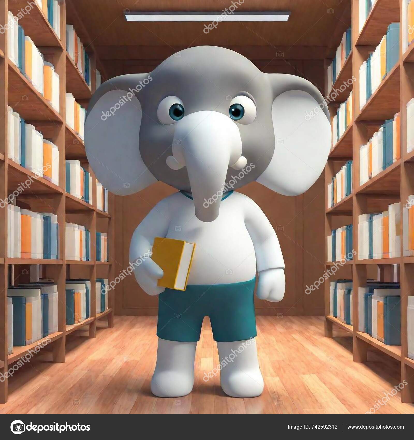 Rendered Illustration Elephant Character Book — Stock Photo ...