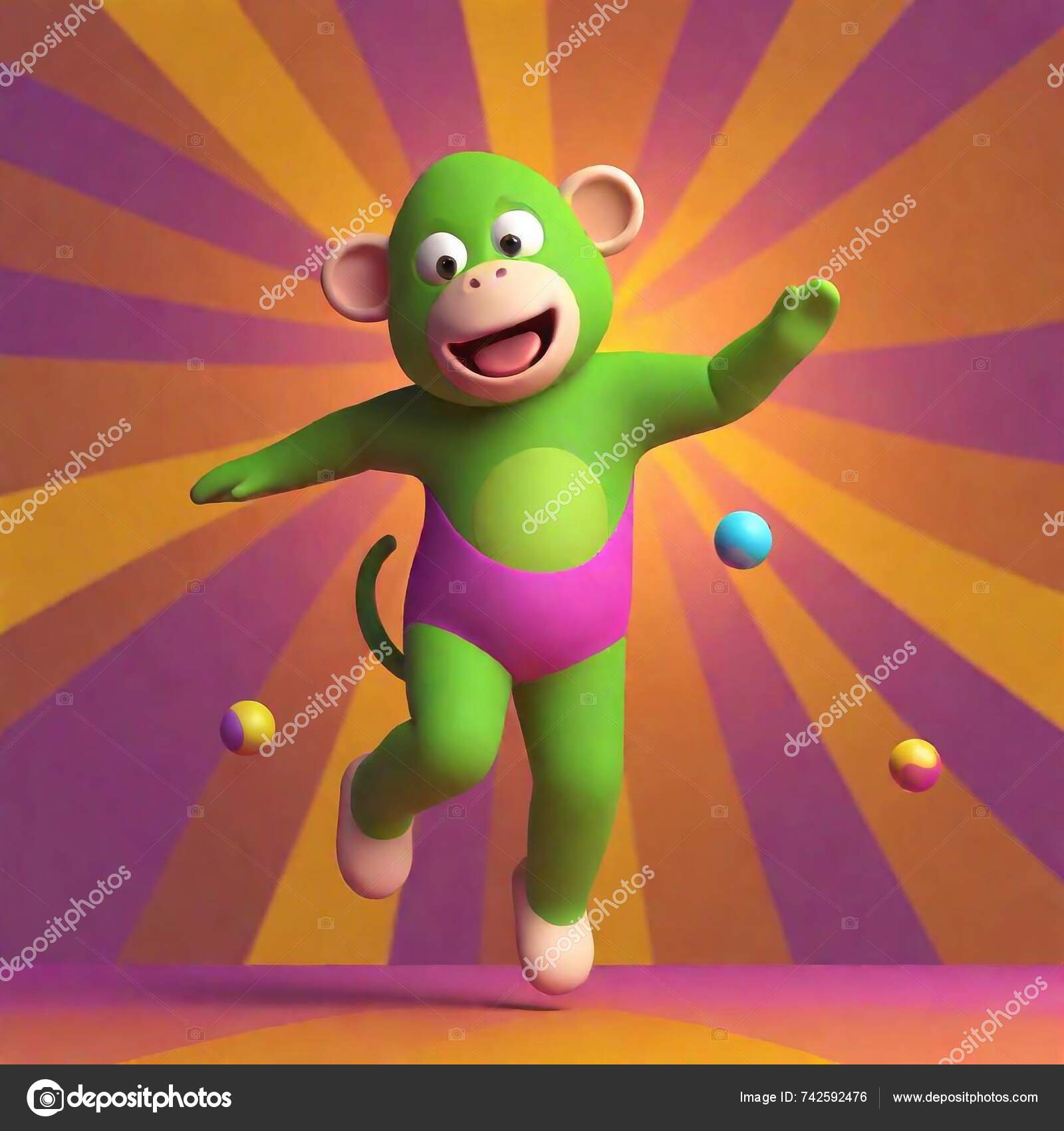 Funny Cute Colorful Monkey Costume Lot Designs Monkey Happy Jumping ...