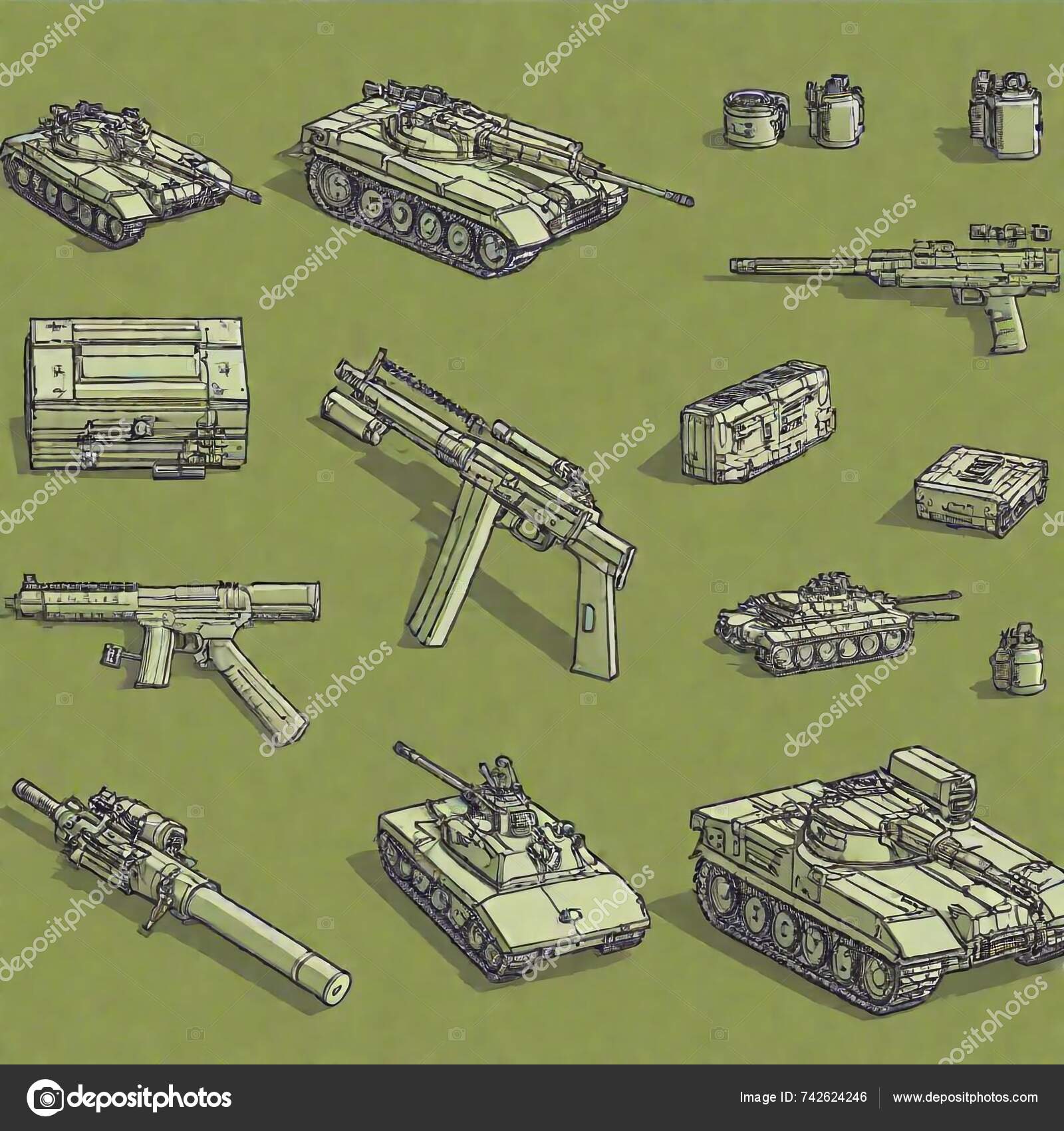 Creating Vector Illustration Military Weaponry Composition Should Focus ...
