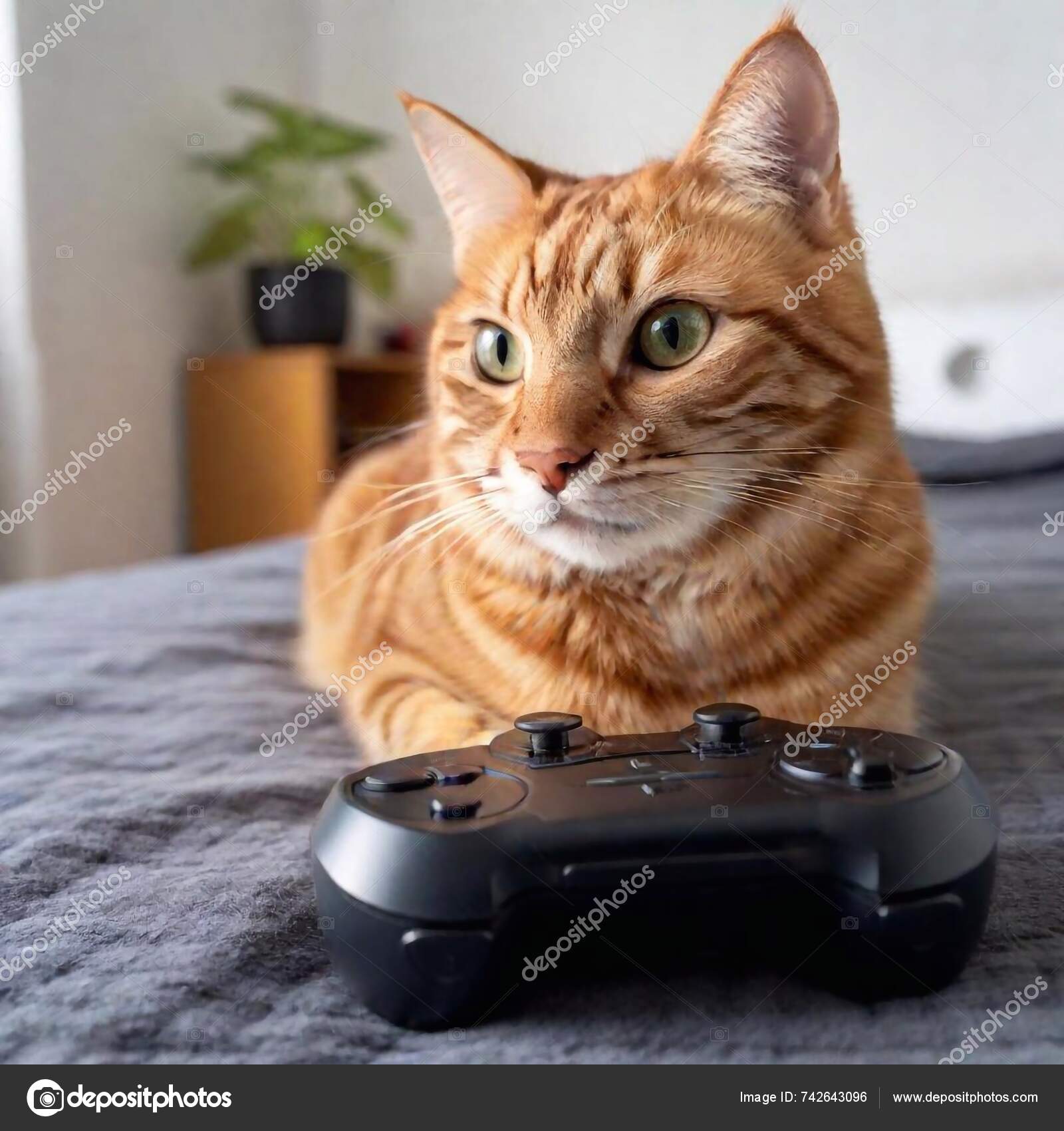 Cute Cat Remote Control — Stock Photo © Depositphotos AI #742643096
