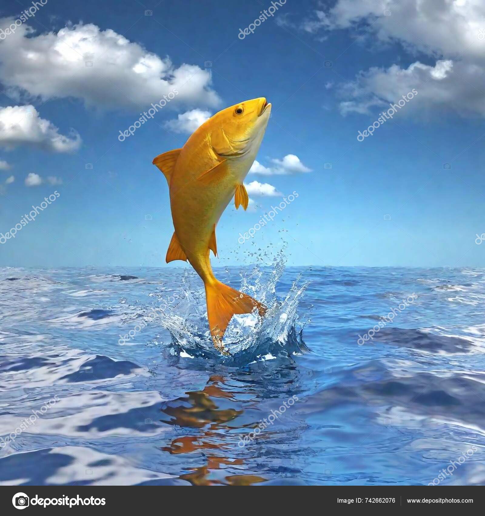 Fish Jumping Water River Sea — Stock Photo © Depositphotos AI #742662076