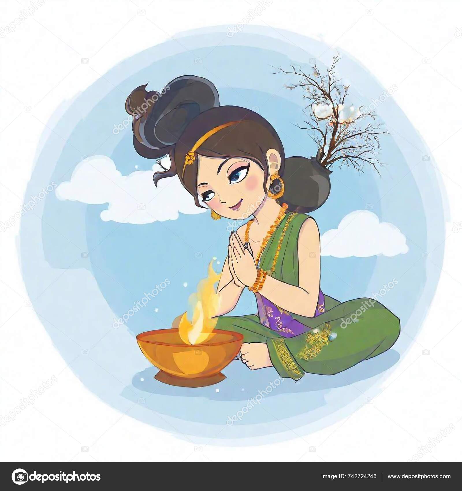 Winter Solstice Rituals Vector Art Illustration — Stock Photo ...