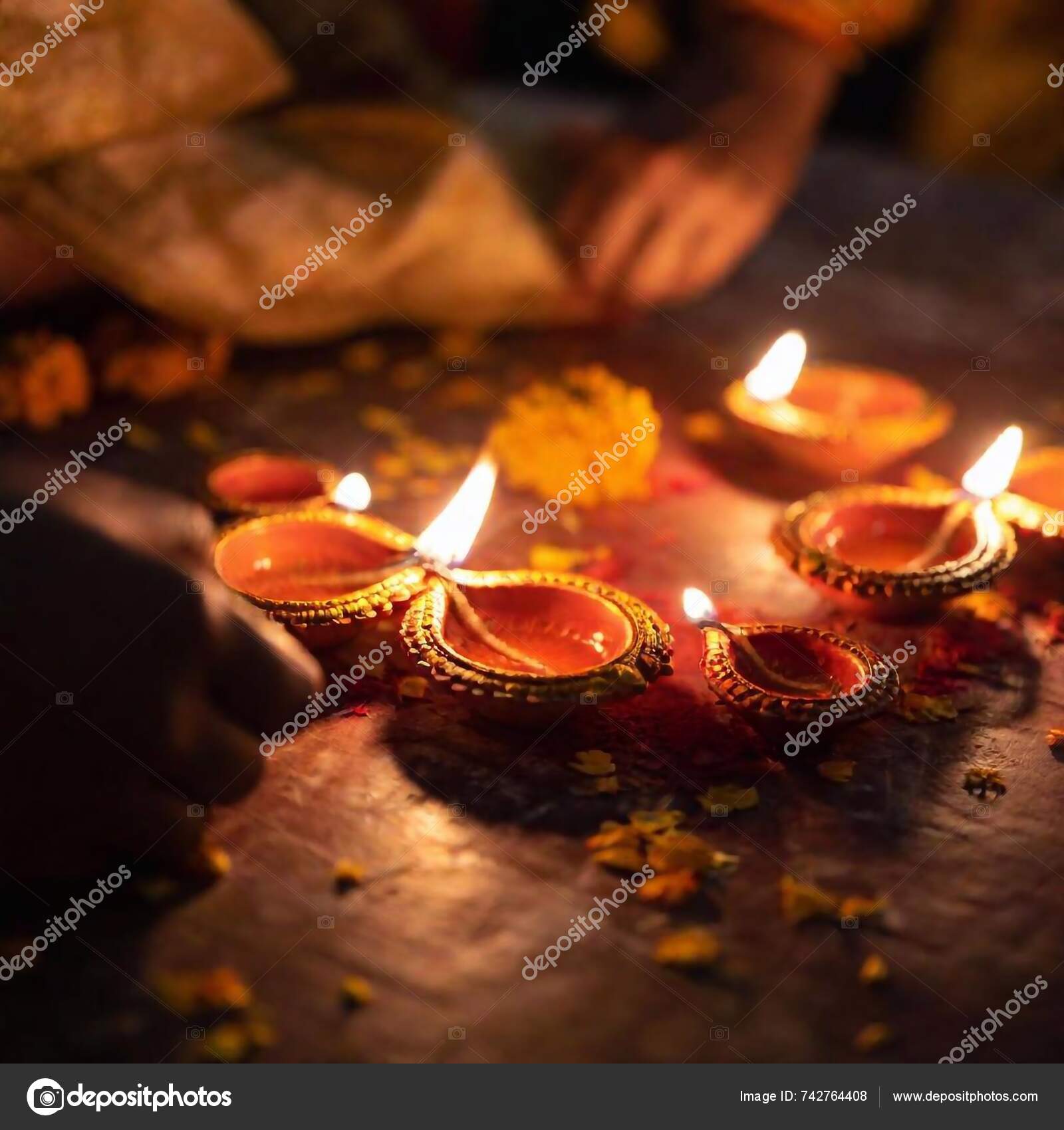 Design Image Diwali Prayer Scene Full Shot Eye Level Perspective ...