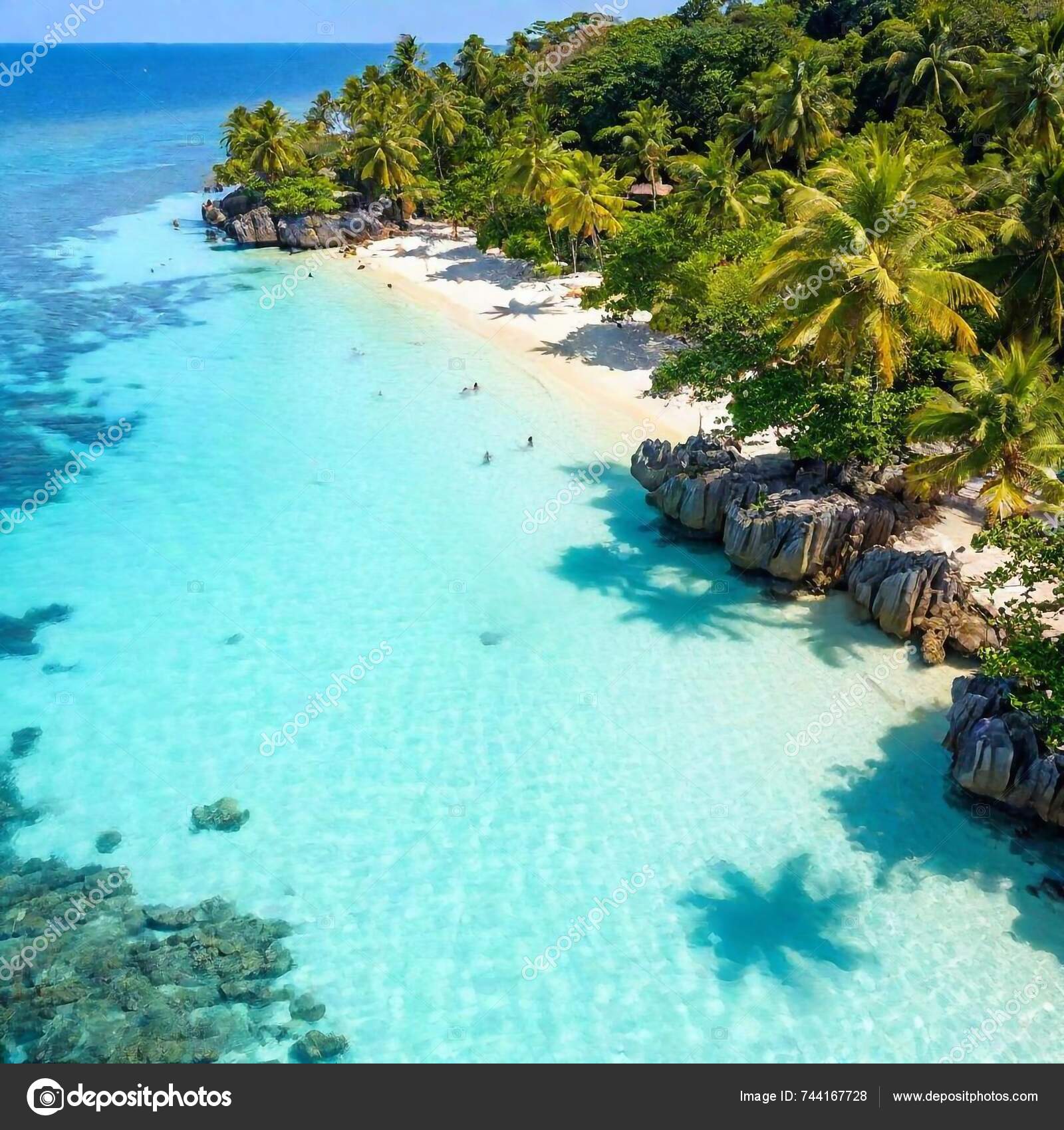 Full Shot Birds Eye View Photo Tropical Island Scenery Showcasing ...