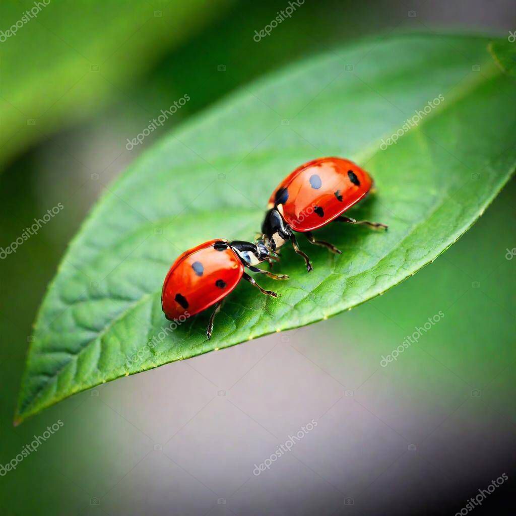 Una imagen ultrarrealista de alta resolución de una mariquita de color ...